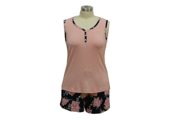 Funky Comfy Summer Ladies Loungewear Sets Two Piece Sleeveless V Neck Tops supplier