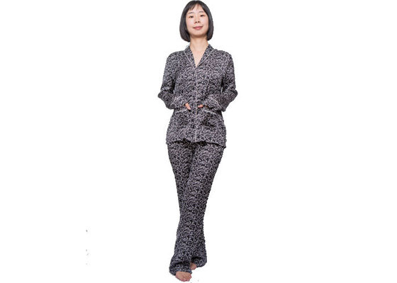 Breathable Fireworks Printing Satin 2 Piece Pajama Set With Full Open Placket supplier