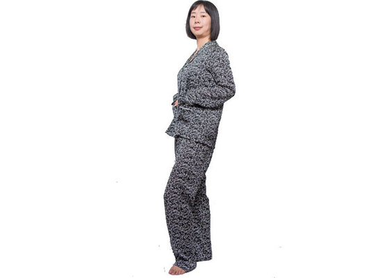 Breathable Fireworks Printing Satin 2 Piece Pajama Set With Full Open Placket supplier
