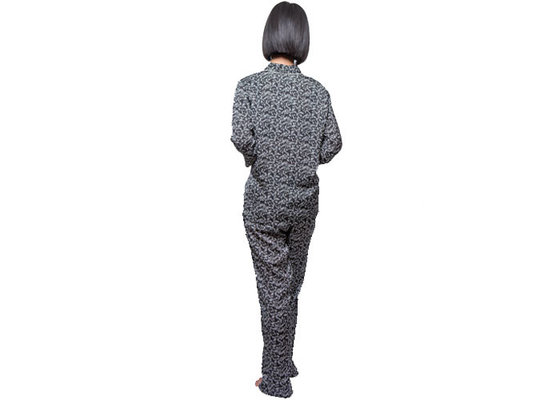 Breathable Fireworks Printing Satin 2 Piece Pajama Set With Full Open Placket supplier