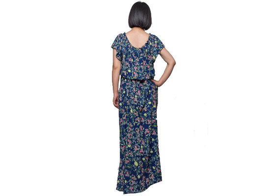 Soft Ladies Satin Pyjamas Long Dress Pyjama 100% Polyester Printing supplier