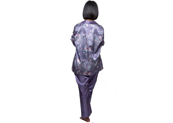 Print Satin Inside Brushed Ladies Satin Pyjamas , Warmest Women's Winter Pajamas supplier
