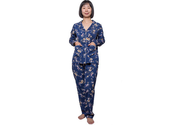 Fashion Printed Satin Womens Matching Loungewear , Comfy Ladies Casual Pajama supplier