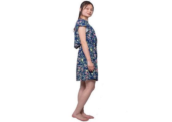 Short Sleeve Floral Maxi 100 Polyester Maxi Dress With Smocked Around Shoulder supplier