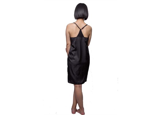 Jacquard Woman Night Dresses Black Satin Cami Dress Cotton Lace At Back supplier
