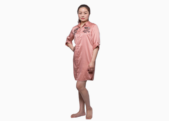 Adults Xxl Size Satin Sleep Dress , Satin Button Down Sleep Shirt For Womens supplier