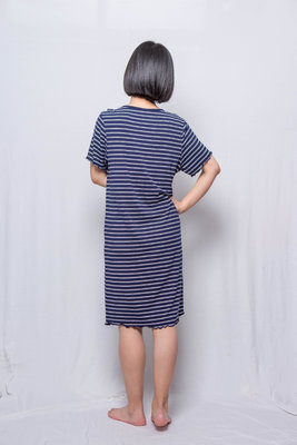 Yarn Dye Viscose / Elasthan Stripped Pajamas Ladies Summer Short Sleeves supplier