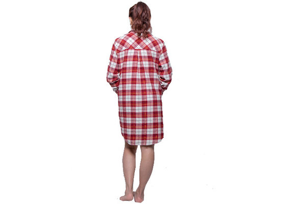 Long Sleeve Woman Cotton Y / D Check Flannel Pyjamas With Lurex Sleepwear supplier