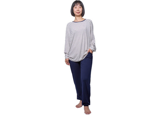 OEM Service Ladies Woman Yarn Dye Stripped Pajamas 95% Viiscose 5% Elastane supplier