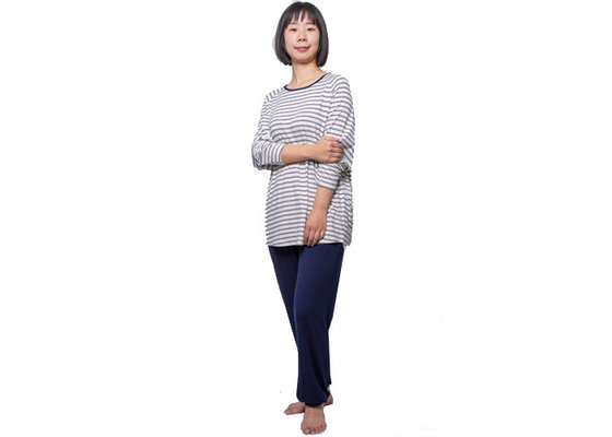 OEM Service Ladies Woman Yarn Dye Stripped Pajamas 95% Viiscose 5% Elastane supplier