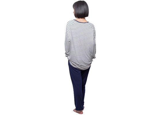 OEM Service Ladies Woman Yarn Dye Stripped Pajamas 95% Viiscose 5% Elastane supplier