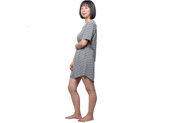 Woman Short Sleeve Ladies Summer Pyjamas Nightwear Bamboo Cotton Stripe Fabric supplier