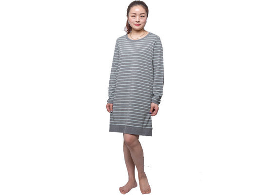 Ladies Comfortable Long Sleeve Stripped Pajamas Nightwear For Woman , Bamboo Cotton Fabric supplier
