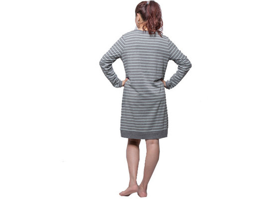 Ladies Comfortable Long Sleeve Stripped Pajamas Nightwear For Woman , Bamboo Cotton Fabric supplier