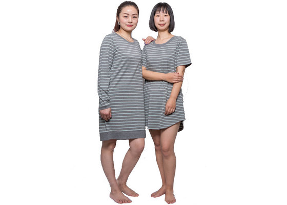 Ladies Comfortable Long Sleeve Stripped Pajamas Nightwear For Woman , Bamboo Cotton Fabric supplier
