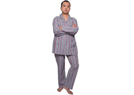 Men ' S Long Sleeve Long Pant Stripped Pajamas , 100 Cotton Sleepwear Plus Size supplier