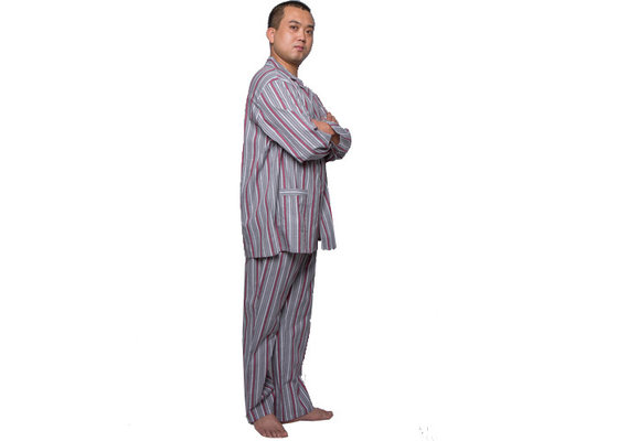 Men ' S Long Sleeve Long Pant Stripped Pajamas , 100 Cotton Sleepwear Plus Size supplier