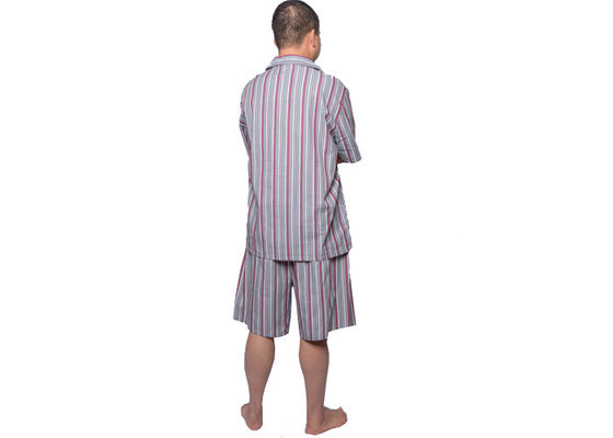 Mens Sping Woven 100 Cotton Pajamas Short Sleeve Short Pant Weven Colours Vertical Stripe supplier