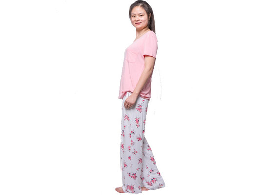 Fancy Womens Summer Nightwear Ladies Viscose Knit Long PANT With Chest Pocket supplier