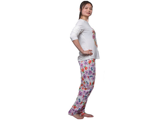 Spring Ladies Cotton Pyjamas / Soft Long Sleeve Top And Pant Nightwear supplier