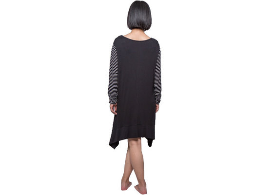Black Sleepwear Night Dress Viscose Elastane Jersey Ladies Summer Pajamas With Solid Bnad supplier