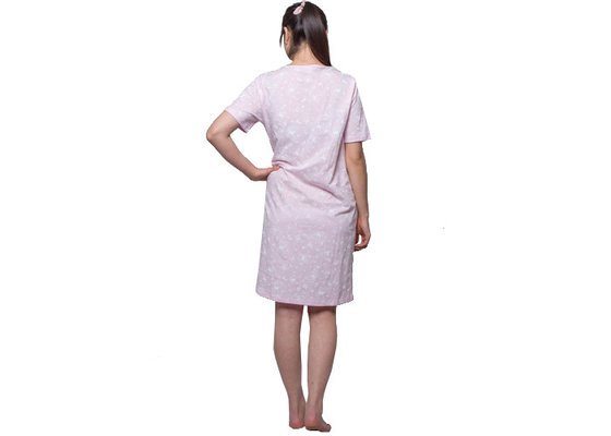 Natural 100 Cotton Short Sleeve Nightgown , V Neck Night Dress For Women supplier