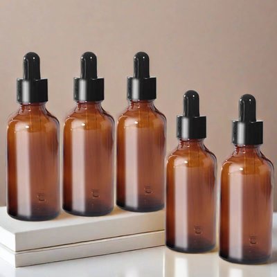Wholesale Brown Glass Dropper Bottle 30ml for Essential Oil Blends, Glass Bottle With Labeling
