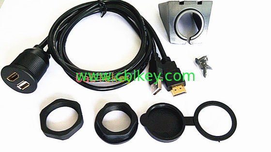 1m Car Dashboard Flush Mount USB and HDMI Extension Car audio cable