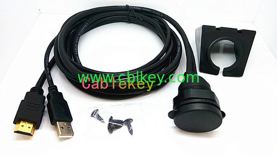 1m Car Dashboard Flush Mount USB and HDMI Extension Car audio cable