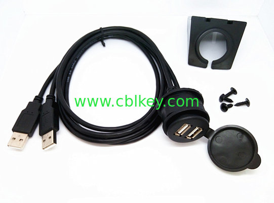1m In Car Dash Insulations Flush Mount Dual USB Extension Car Radio cable