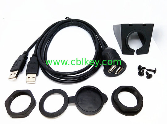 2m Car Dashboard Flush Mount Dual USB Extension Car Radio cable
