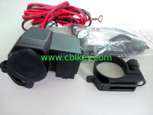 5V USB 12V Motorcycle USB Charger Power Port Socket Cable