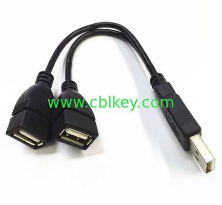 USB 2.0 A Male plug to 2 dual USB A Female jack Y splitter Hub adapter Cable