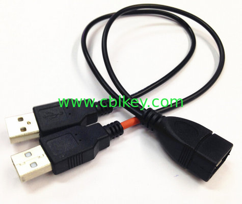 USB 2.0 A Female plug to 2 dual USB A Male jack Y splitter Hub adapter Cable