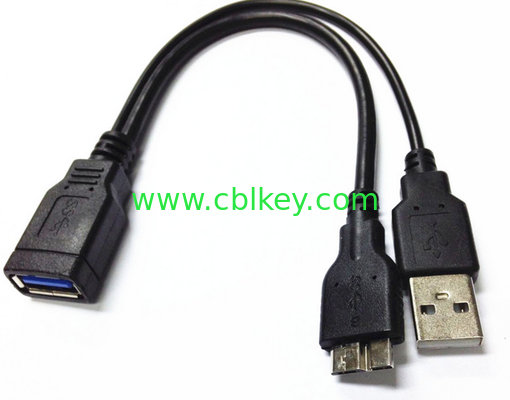 USB 3.0 A Female to Micro B male OTG Cable with A male power splitter cable