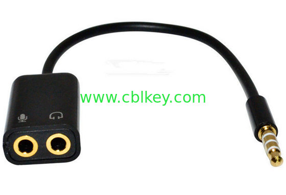 3.5mm stereo TRRS audio male to Earphone headset + microphone adapter PC iphone