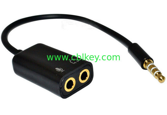 3.5mm stereo TRRS audio male to Earphone headset + microphone adapter PC iphone