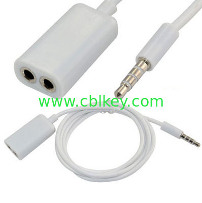 3.5mm Male To 2x3.5mm Female Audio Splitter Adapter Cable For Earphone