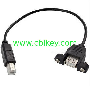 USB 2.0 A female socket panel mount to USB B male plug extension cable