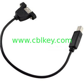 USB 2.0 A female socket panel mount to USB B male plug extension cable
