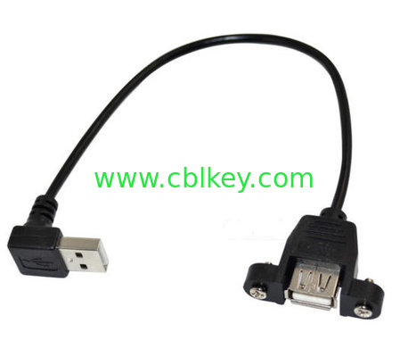 25cm USB 2.0 A female panel mount to USB A male Down angle plug extension cable