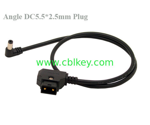 0.6M D-Tap Male to Right Angle DC 5.5x2.5mm Cable for DSLR Rig Power V-Mount Anton Battery