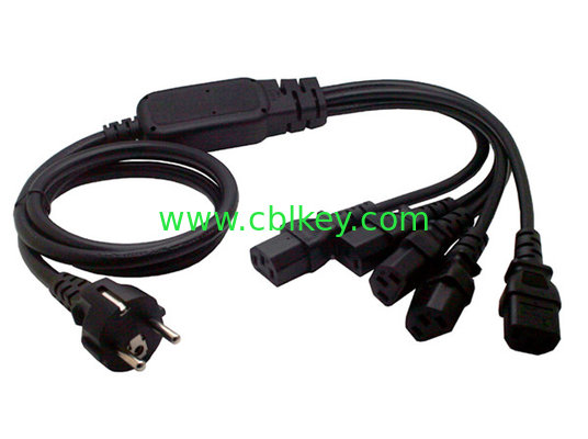 European 3 Pin Male to 5X IEC 320 C13 Cord 1.5M