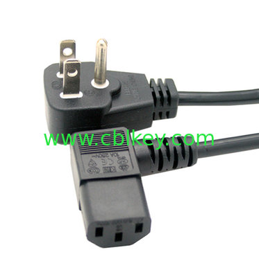 Flat Plug Power cord, Angled 5-15P/C13 for LCD LED Wall Mount TV 3ft