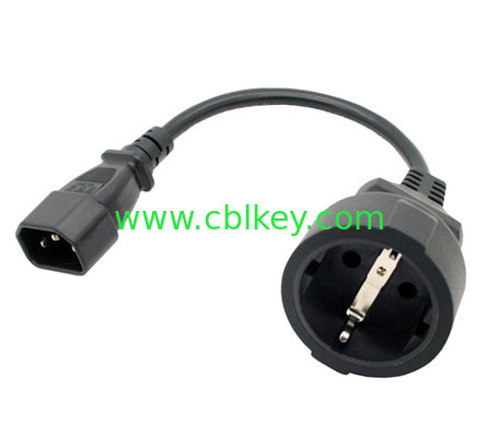 UPS Power Lead adapter, IEC 320 C14 to CEE 7/7 European Female adapter cable 25cm
