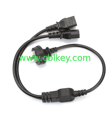 Australia SAA 1 in 2 out Y split cable, SAA Male to 2x IEC C13 female Cable L=0.6Meter