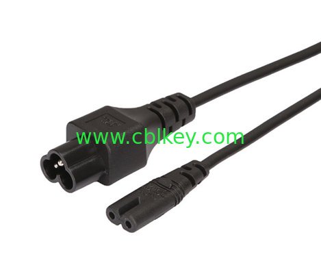 IEC 320 3pin C6 Micky male C7 2 pin female AC Power Cord, C6 to C7 Power cord 50cm