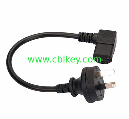 Short 1ft SAA Australia 3 pin male to IEC 320 C13 left angle power cord for projector