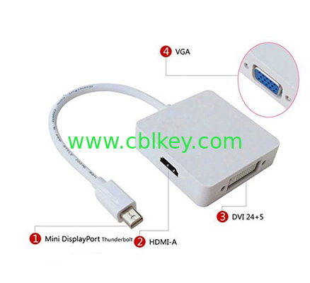 Mini DisplayPort Thunderbolt DP to DVI VGA HDMI Adapter cable For Mac Book, iMac, Mac Book