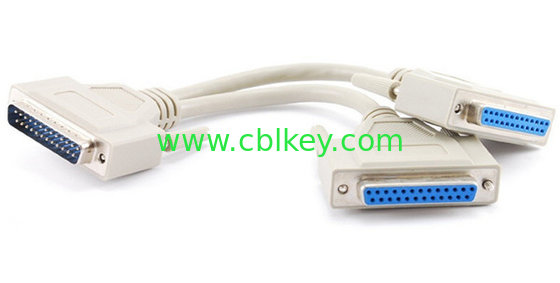 8 inch DB25 Parallel Male/Dual Female Y-Splitter Printer Cable